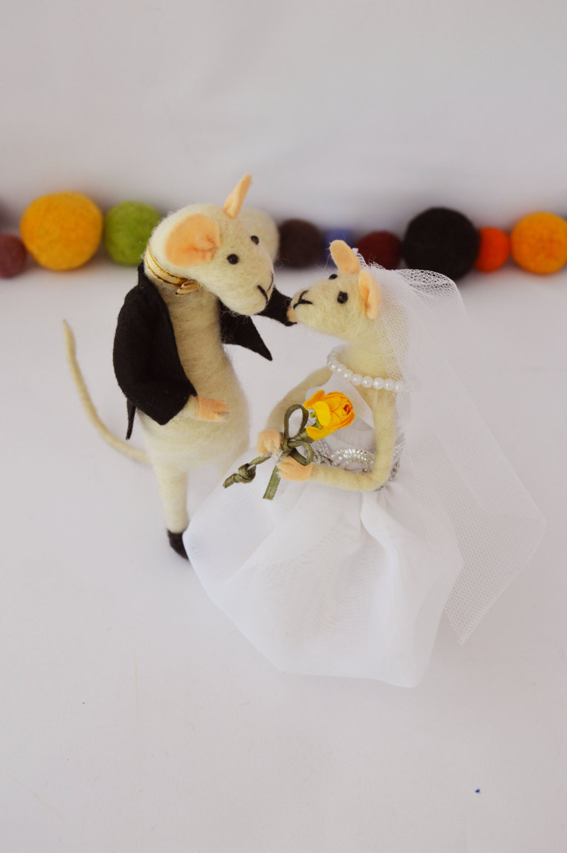 Just Married, Needle Felted Mouse, Felted Mice Wedding, Wedding Cake ...