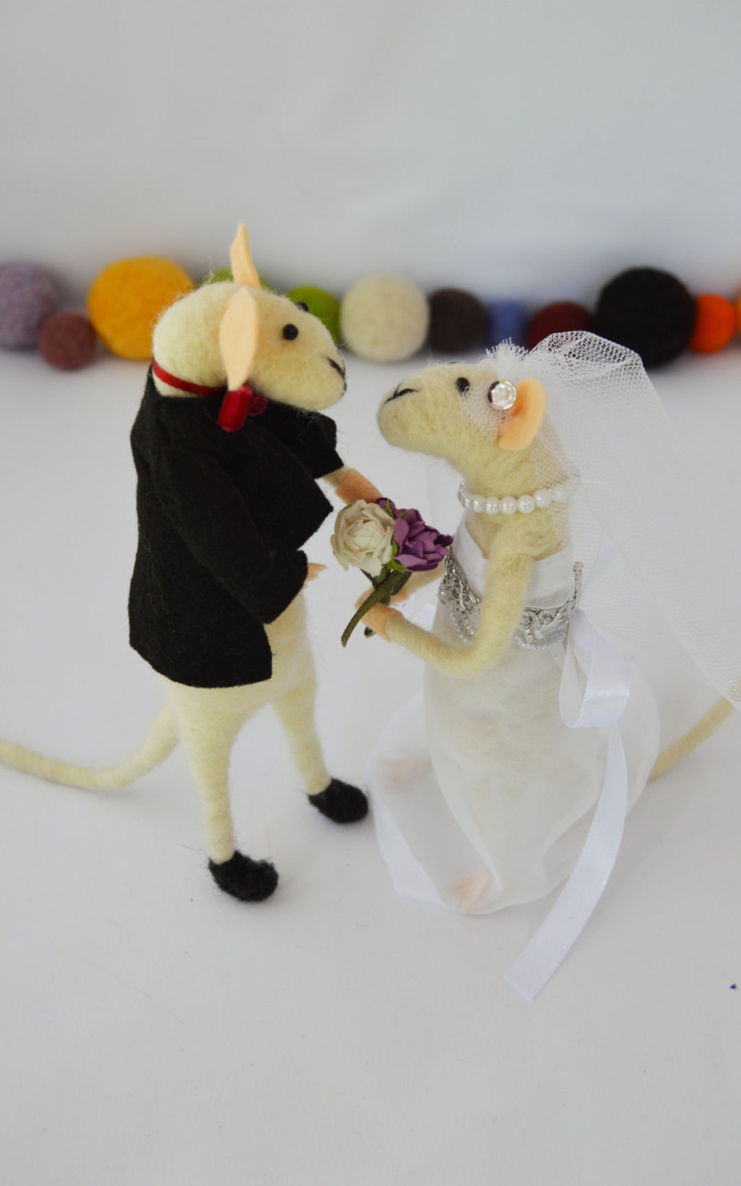 Just Married, Needle Felted Mouse, Felted Mice Wedding, Wedding Cake ...