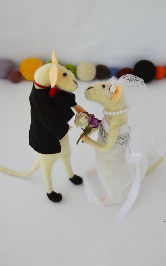 Just Married Needle Felted Mouse Felted Mice Wedding - Etsy