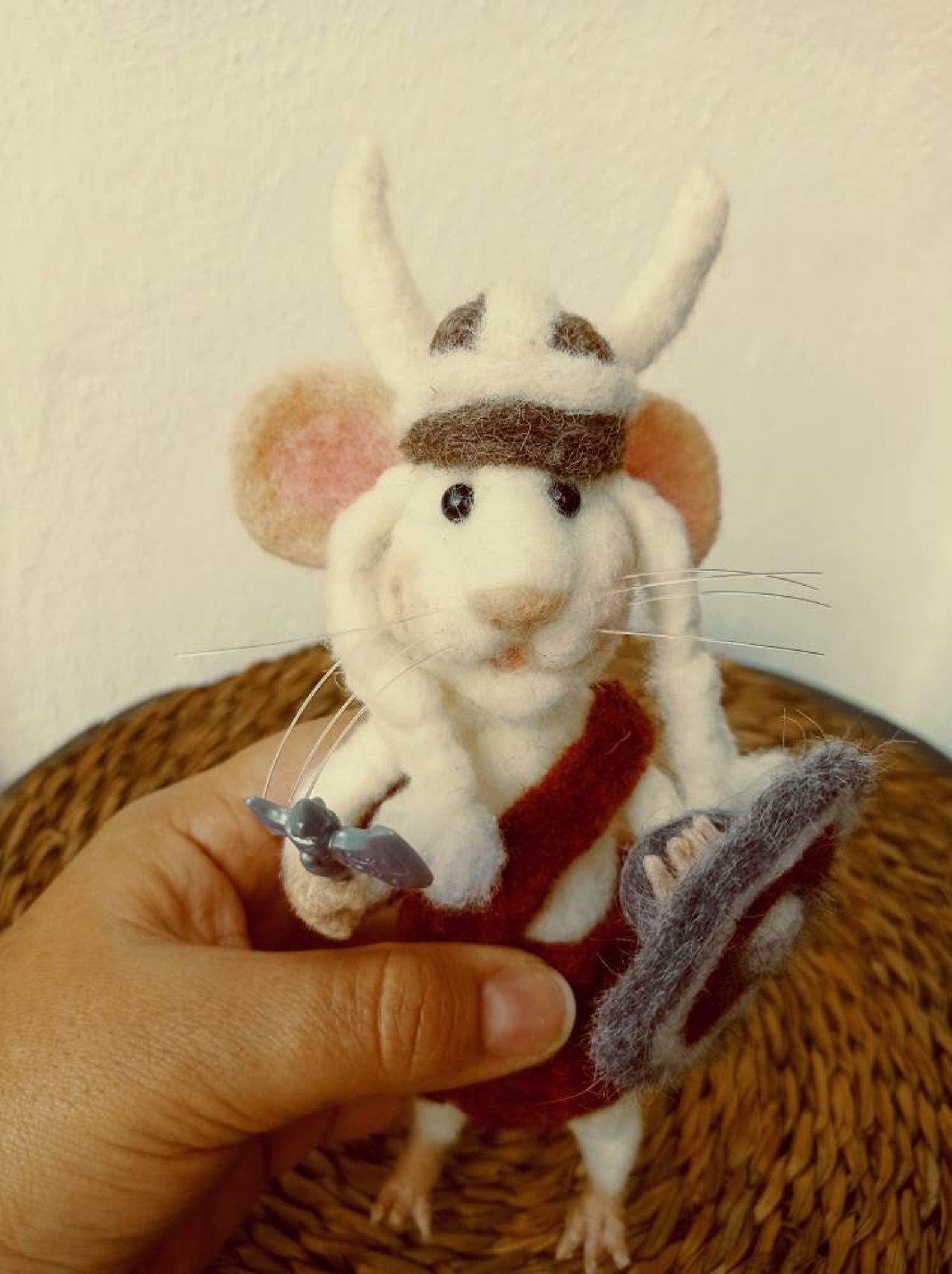 Needle felted Viking Mouse felted mouse White mouse | Etsy