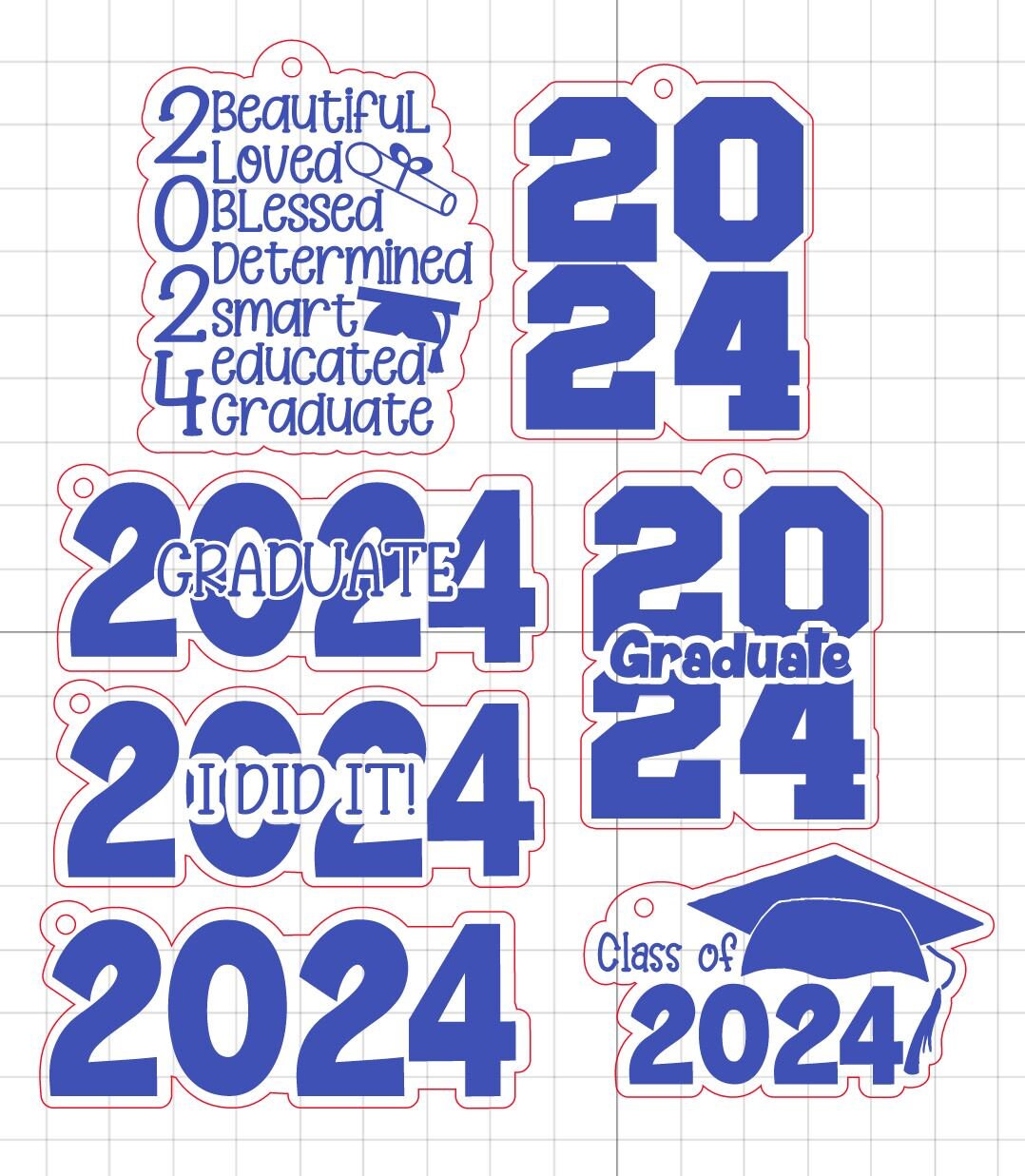 2023 2024 Graduation Sliced Svg Laser Cut File for Engraving Keychains ...