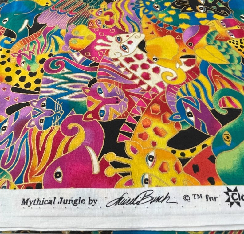 RARE OOP, Laurel Burch Mythical Jungle Animal Print, BTHY - Etsy