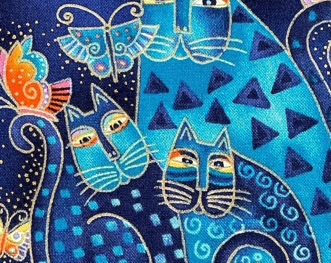Laurel Burch Original Felines & Canines, Very Rare, Blue Cats OOP BTFQ ...