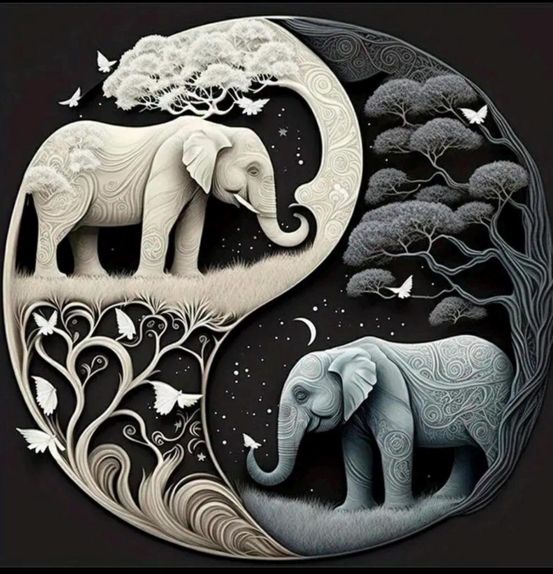 Elephants Diamond Art Painting 30x30 Ying and Yang - Etsy