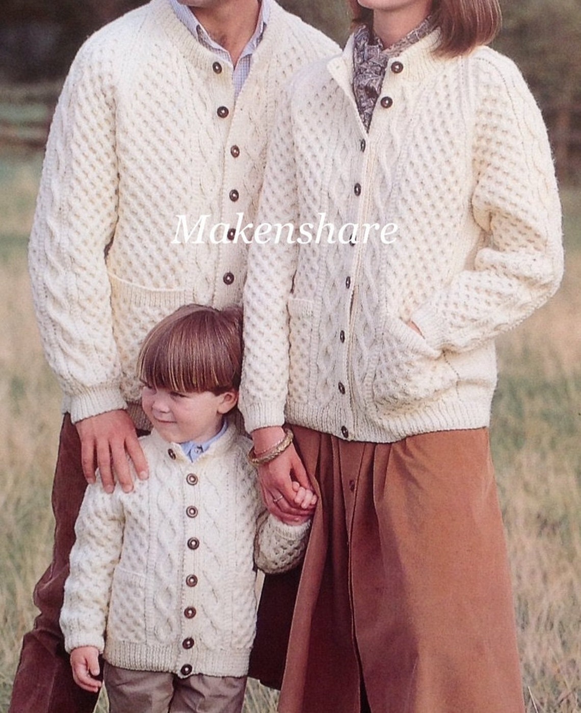 Knitting Pattern Aran , Worsted , Fisherman , 10 Ply , Sizes Child to ...