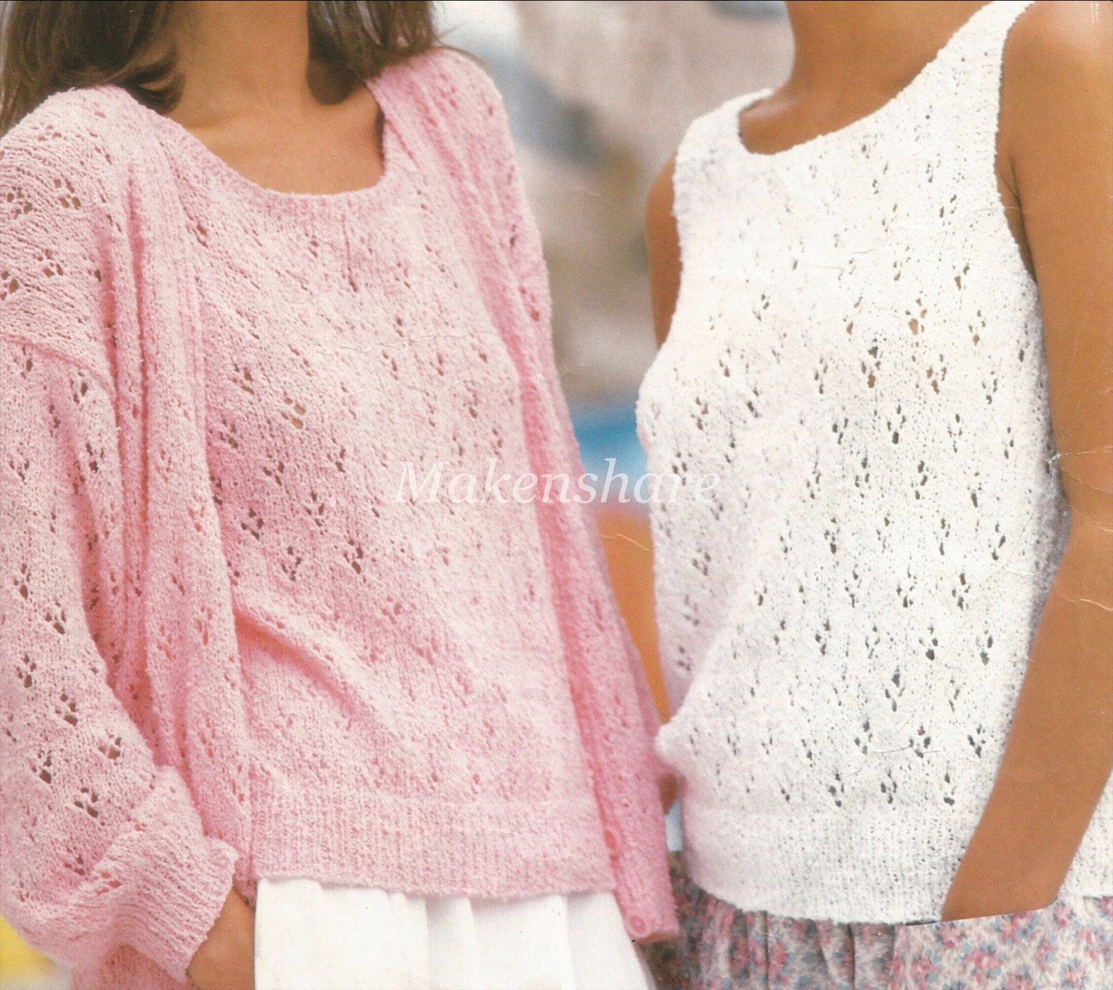 Knitting Pattern Ladies/woman's/girls Two Piece , Vest & Cardigan DK ...