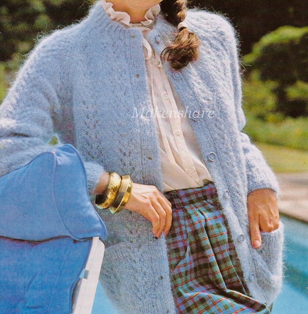 Mohair Knitting Pattern Ladies Mohair Cardigan 80s Cardigan Knitting ...