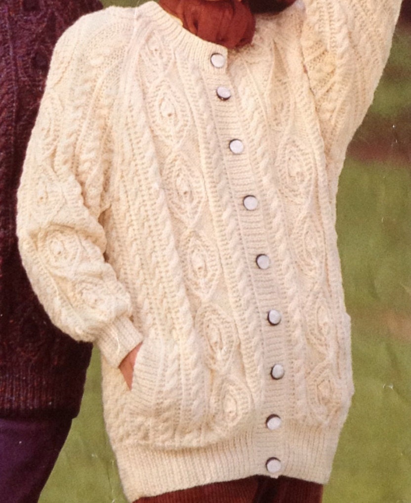 Knitting Pattern Ladies/women's Cable Knit Aran - Etsy