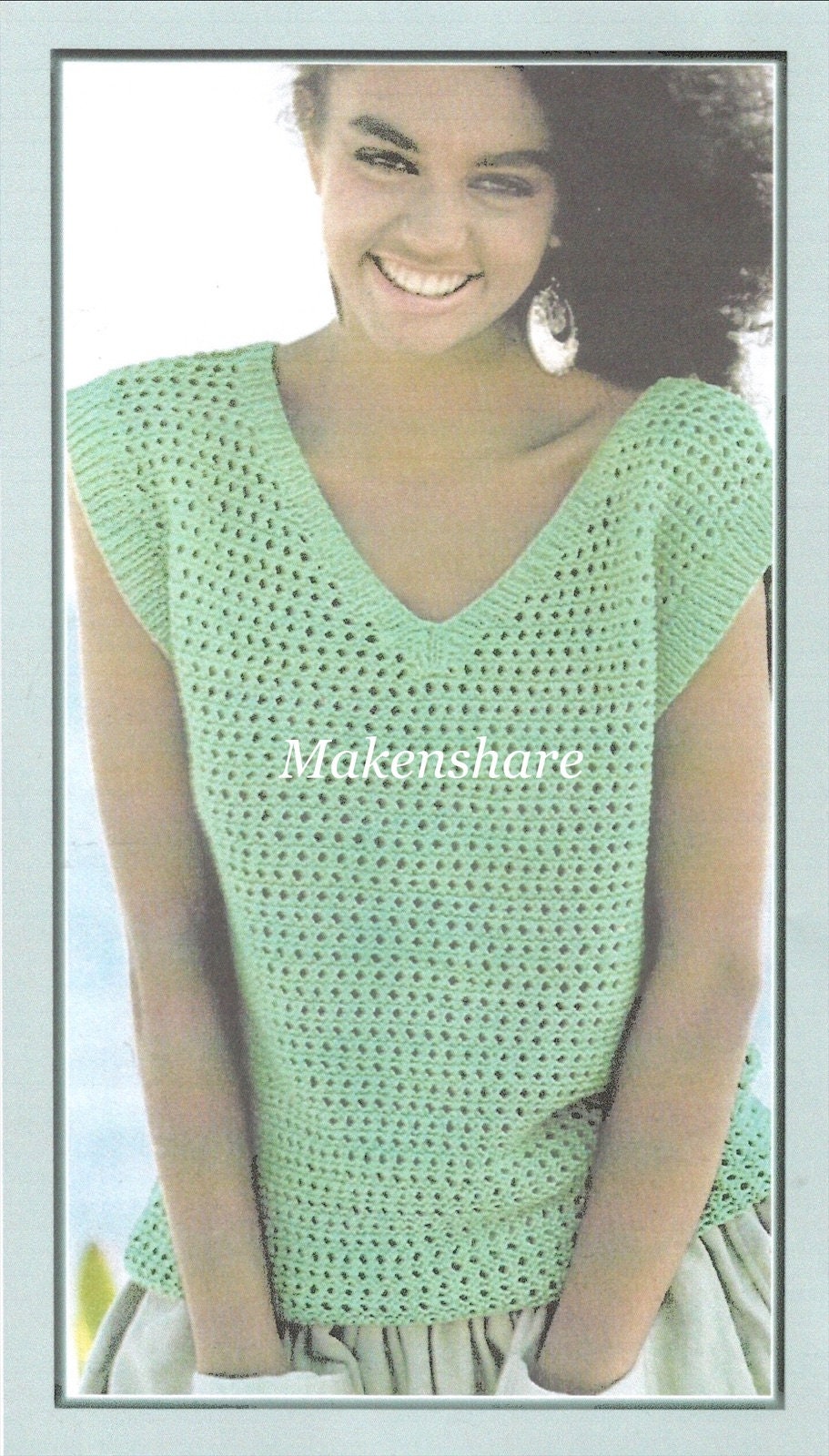 Knitting Pattern Ladies Summer Mesh Top/lace Easy Knit Cotton DK /light ...
