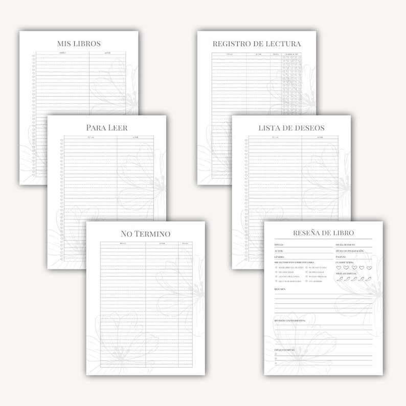 Printable Reading Journal in Spanish - Book Tracker - Book Review ...