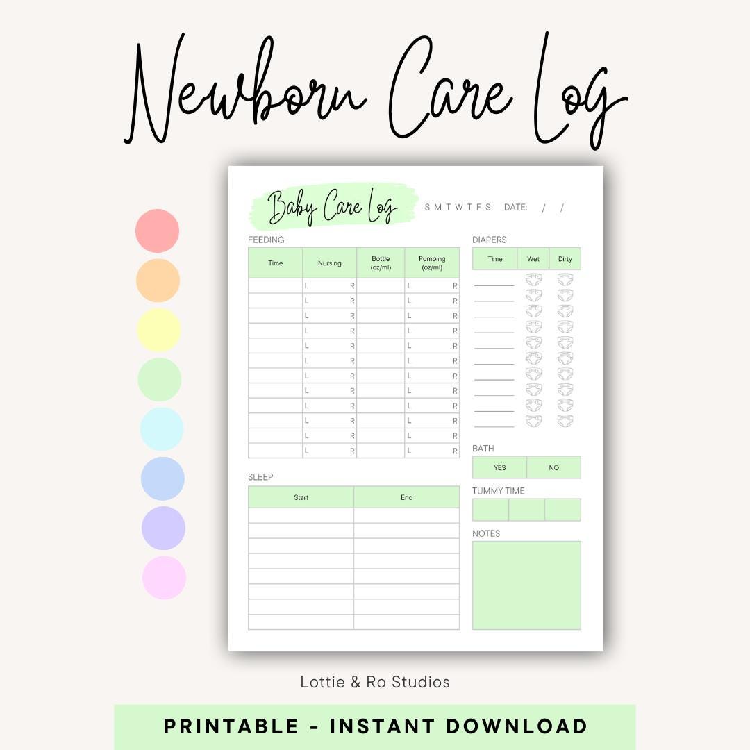 Newborn Care Log – Daily Baby Tracker (digital Download) - Etsy