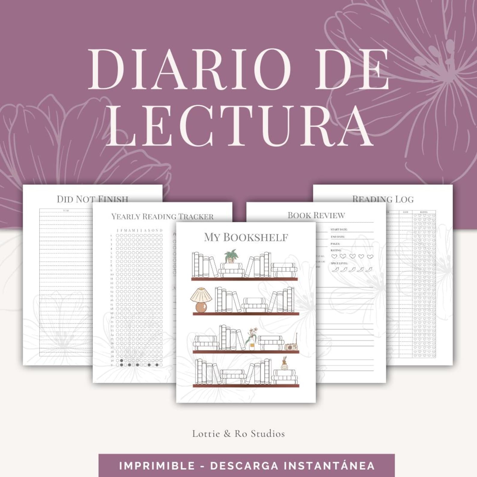 Printable Reading Journal in Spanish - Book Tracker - Book Review ...
