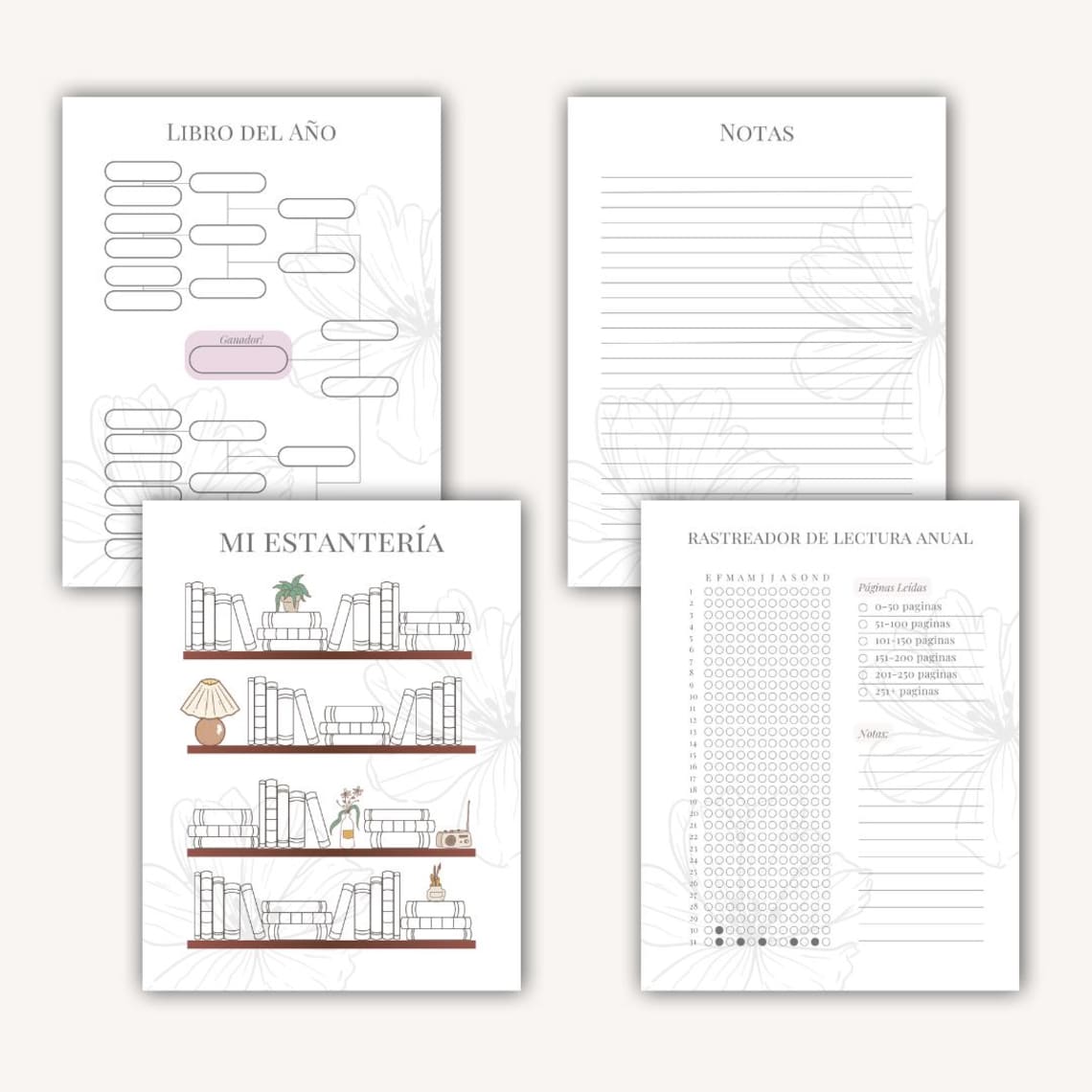 Printable Reading Journal in Spanish – Book Review Tracker (PDF) - Etsy