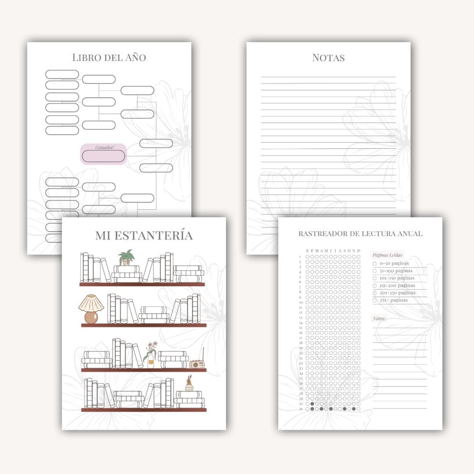 Printable Reading Journal in Spanish - Book Tracker - Book Review ...