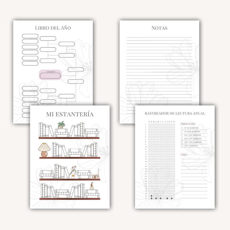 Printable Reading Journal in Spanish - Book Tracker - Book Review ...