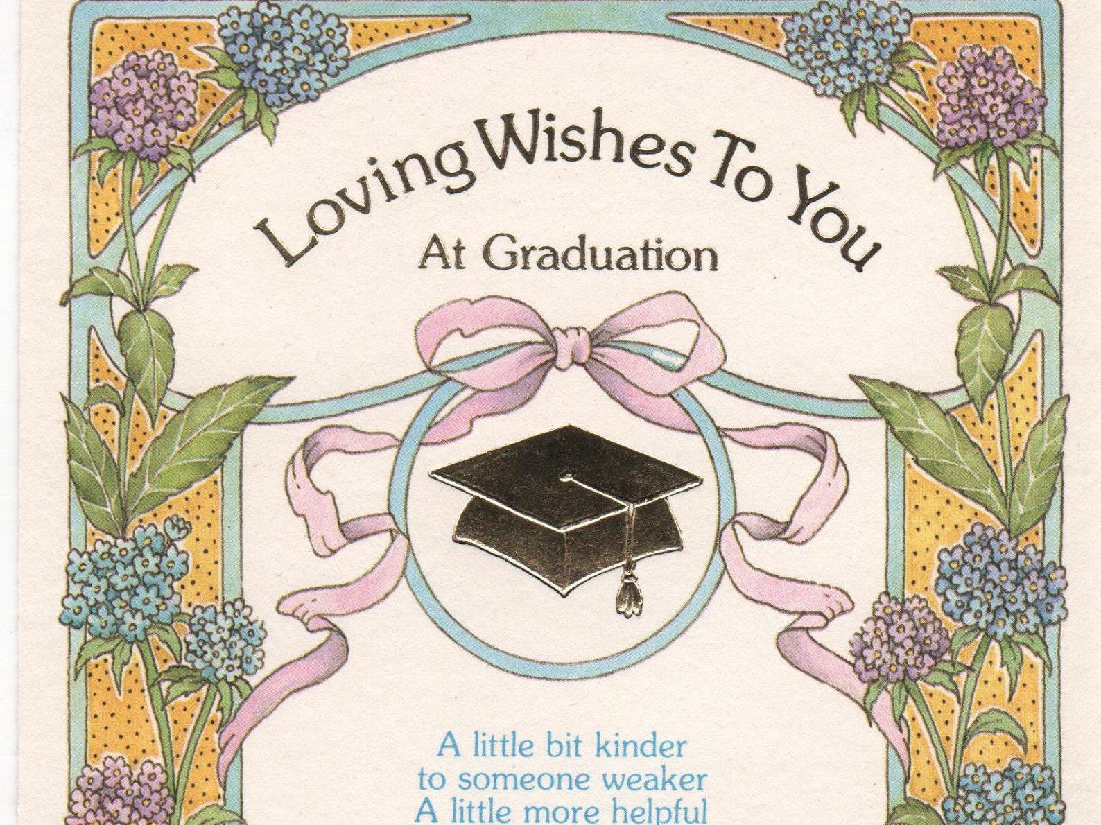 Cards Vintage Graduation Card American Greetings Floral Border Silver ...