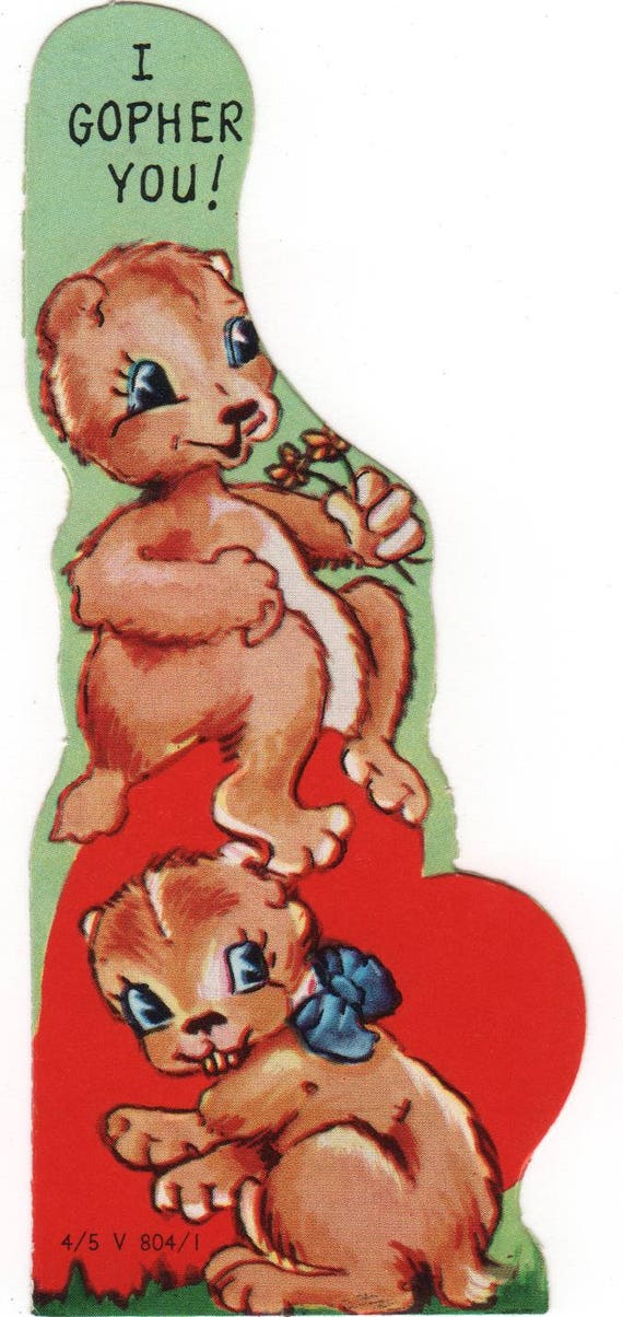 Cards Vintage Valentine's Card i Gopher You - Etsy