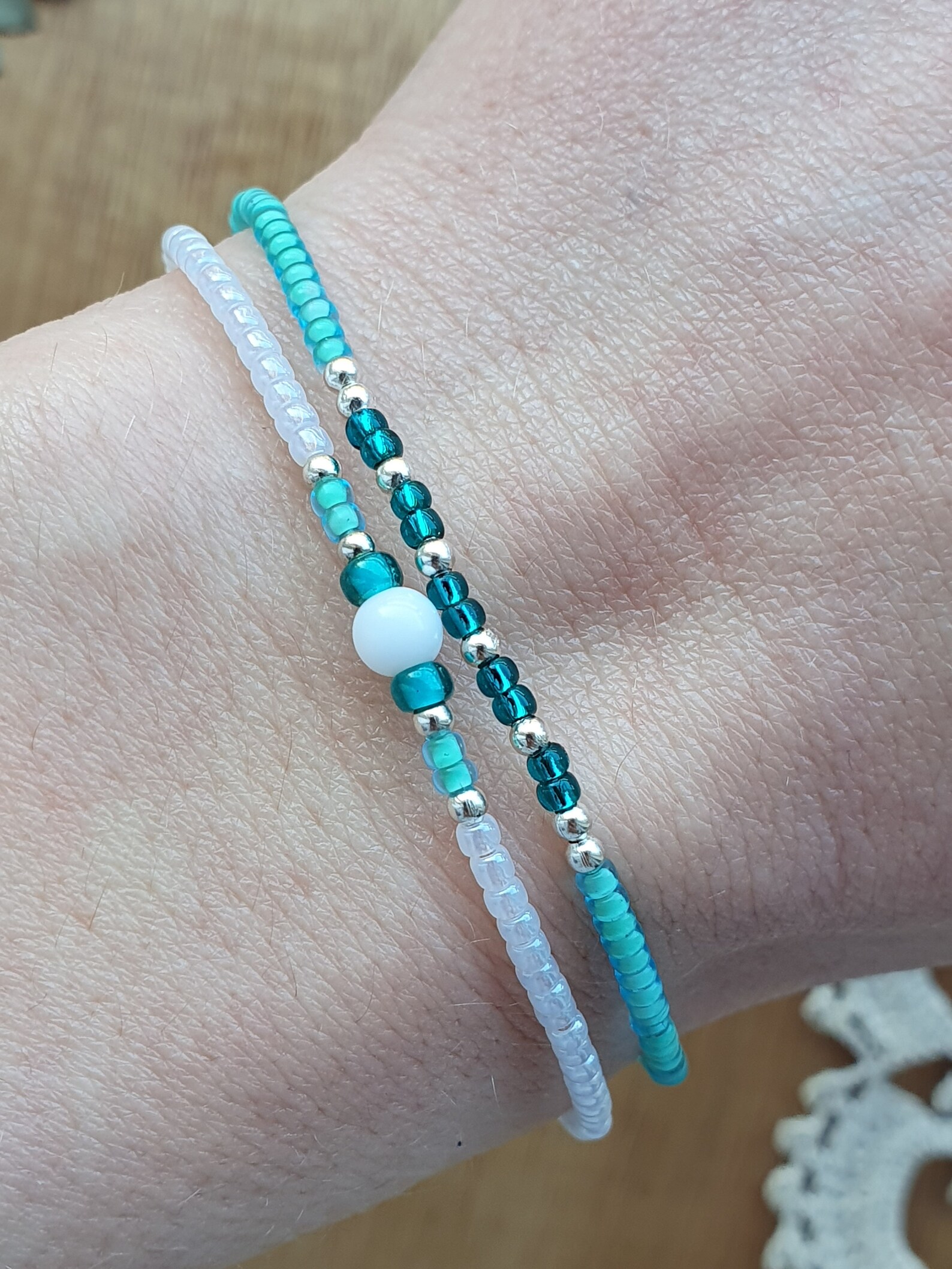 Set of 2 Matching Bracelets Minimalist Beaded Bracelets - Etsy