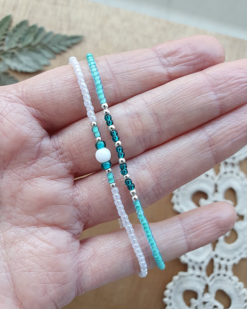 Set of 2 Matching Bracelets Minimalist Beaded Bracelets - Etsy