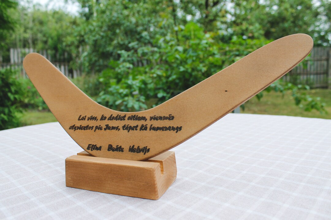 Wood Boomerangboomerang With a Engraved Text Boomerang With - Etsy