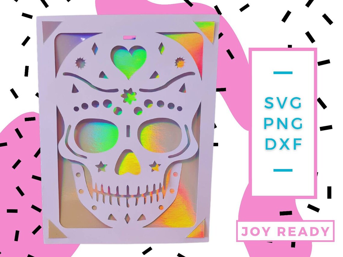 Svg Jewel Skull Card. Digital File Compatible With Cricut and ...