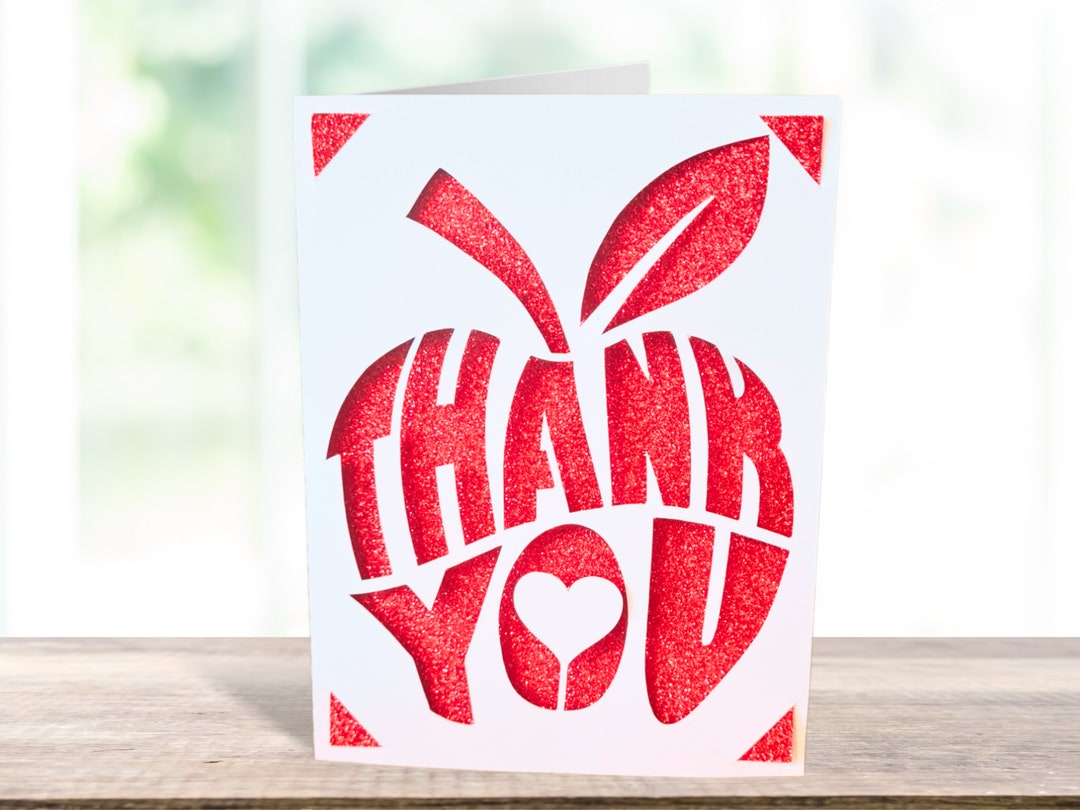 Thank You Apple Svg Card. Digital File Compatible With Cricut and ...