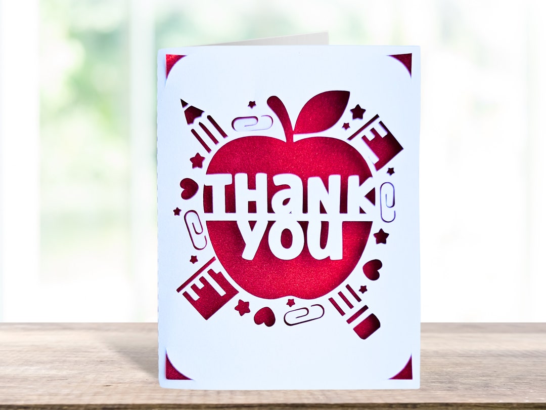 Svg Thank You Apple Card for Teacher Appreciation. Digital - Etsy
