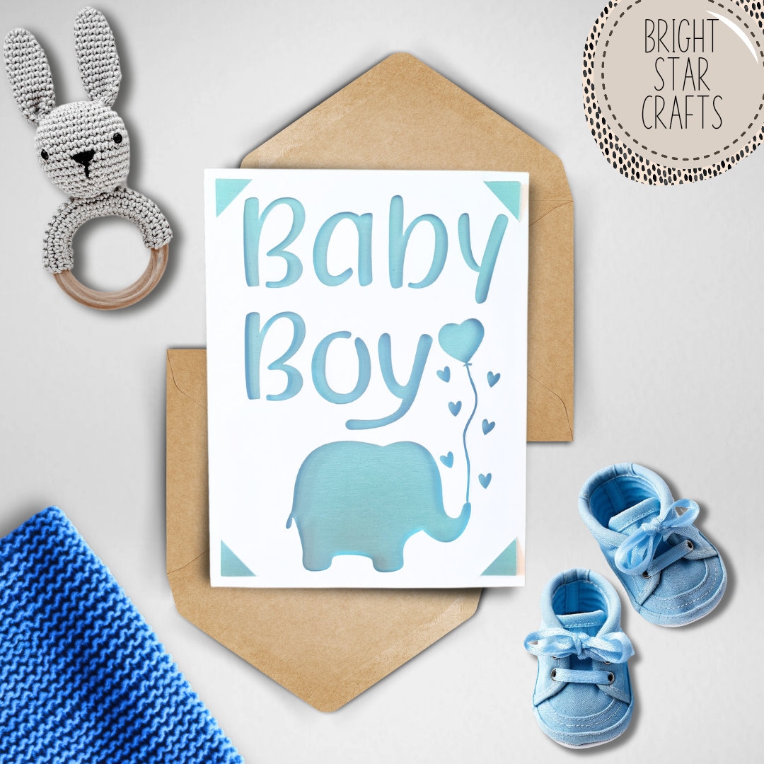 Baby Boy Svg Card . Digital File Compatible With Cricut and Silhouette ...