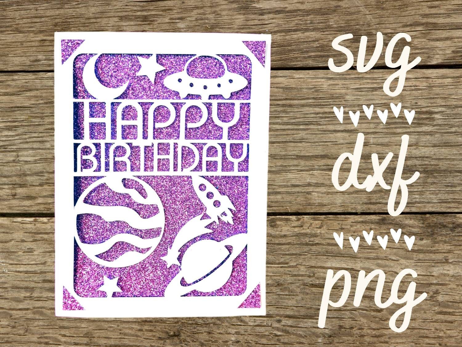 Svg Space Birthday Card. Digital File Compatible With Cricut - Etsy