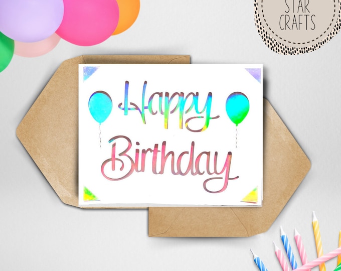 Colourful Balloon Happy Birthday Card - Balloons Birthday Card - Cute ...