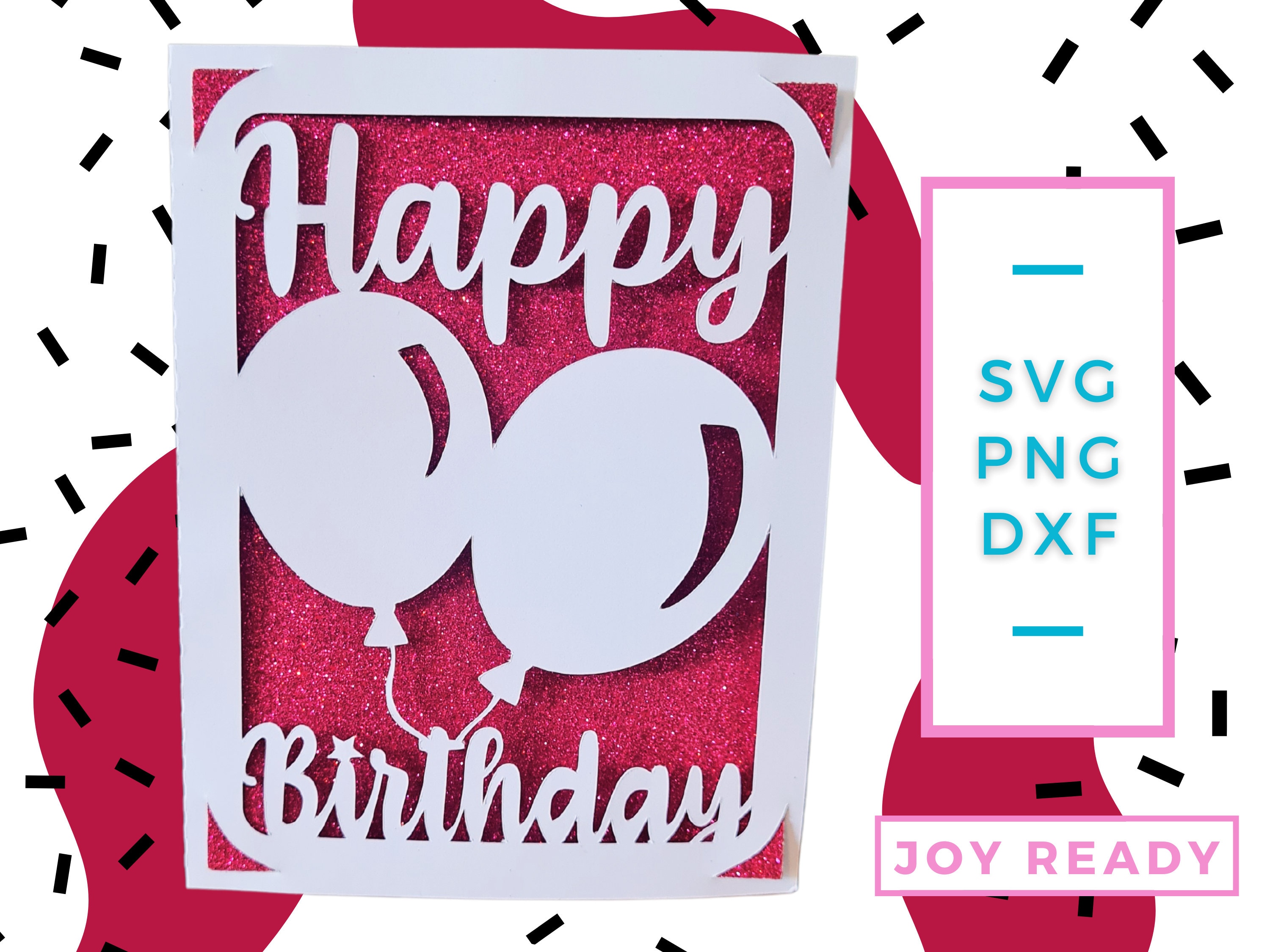 Balloons Svg Birthday Card. Digital File Compatible With - Etsy