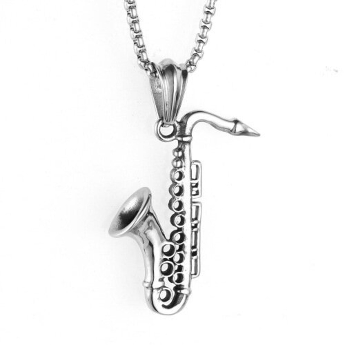 Silver Saxophone Pendant Musician Gift Necklace Women's - Etsy