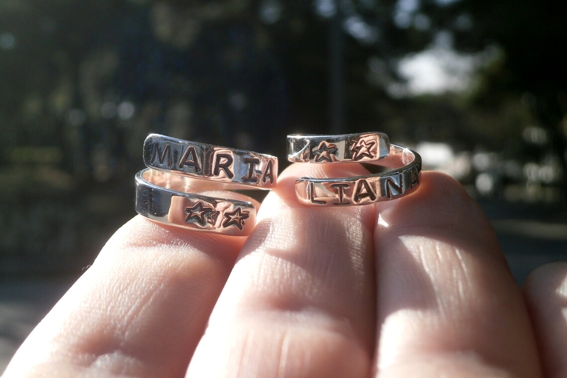 Custom Personalized Wrap Ring Adjustable Silver Wide Band - Etsy