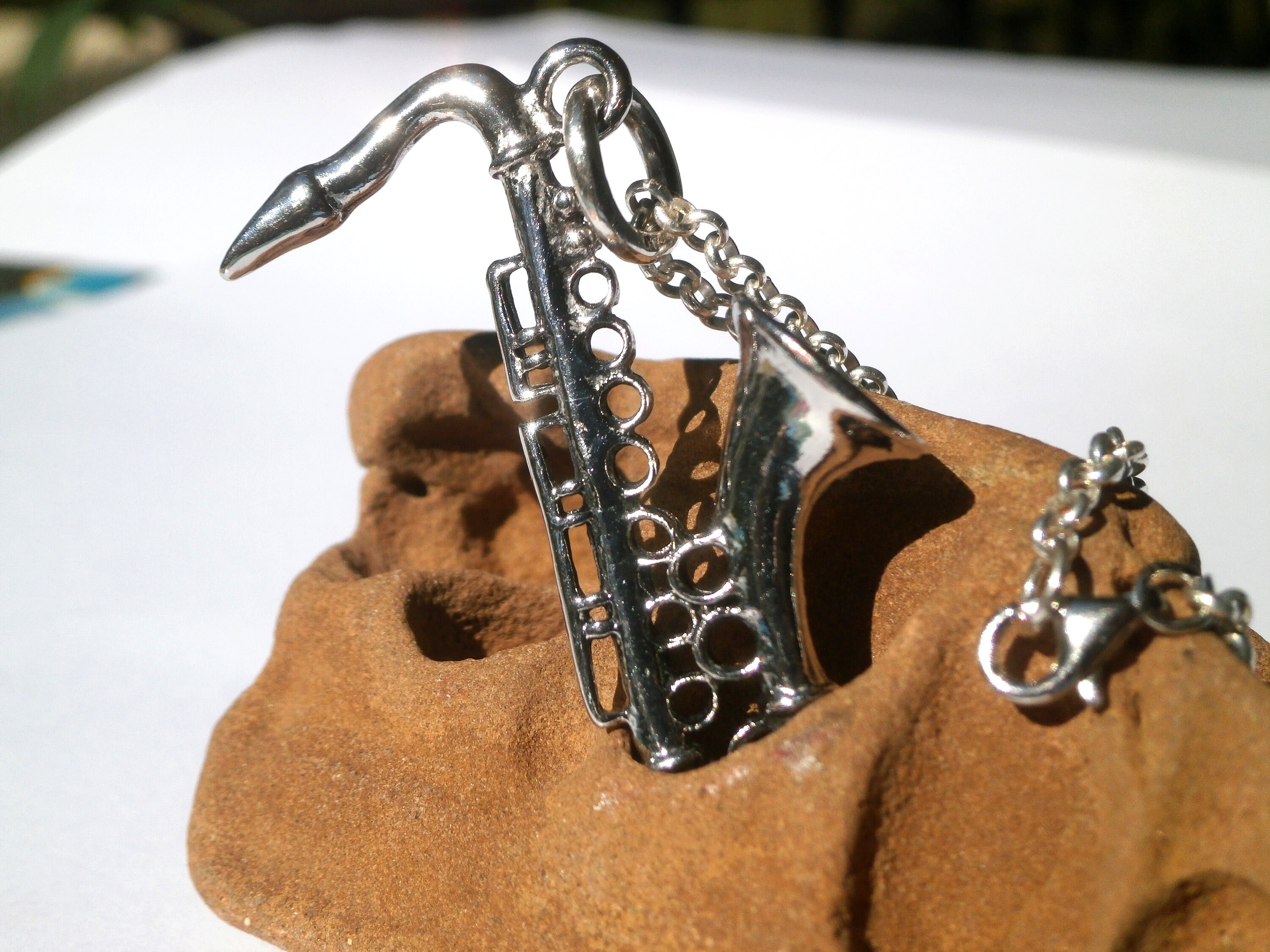 Silver Saxophone Pendant Musician Gift Necklace Women's - Etsy