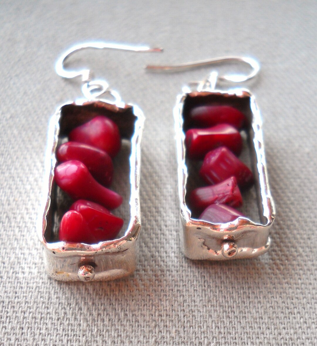 Boucles doreilles en argent fin, Boucles doreilles en corail, Cadeau ...