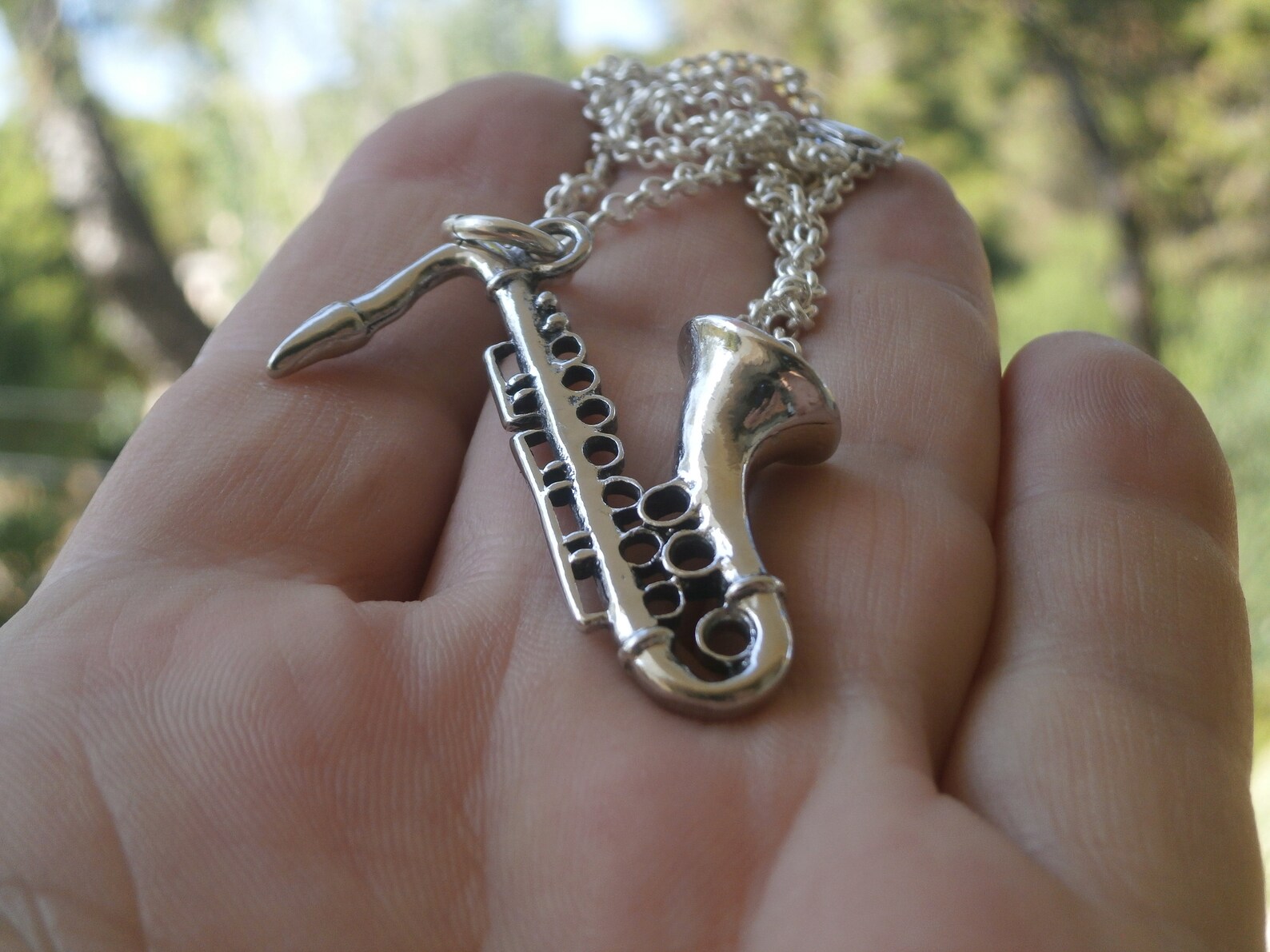 Silver Saxophone Pendant Musician Gift Necklace Women's - Etsy