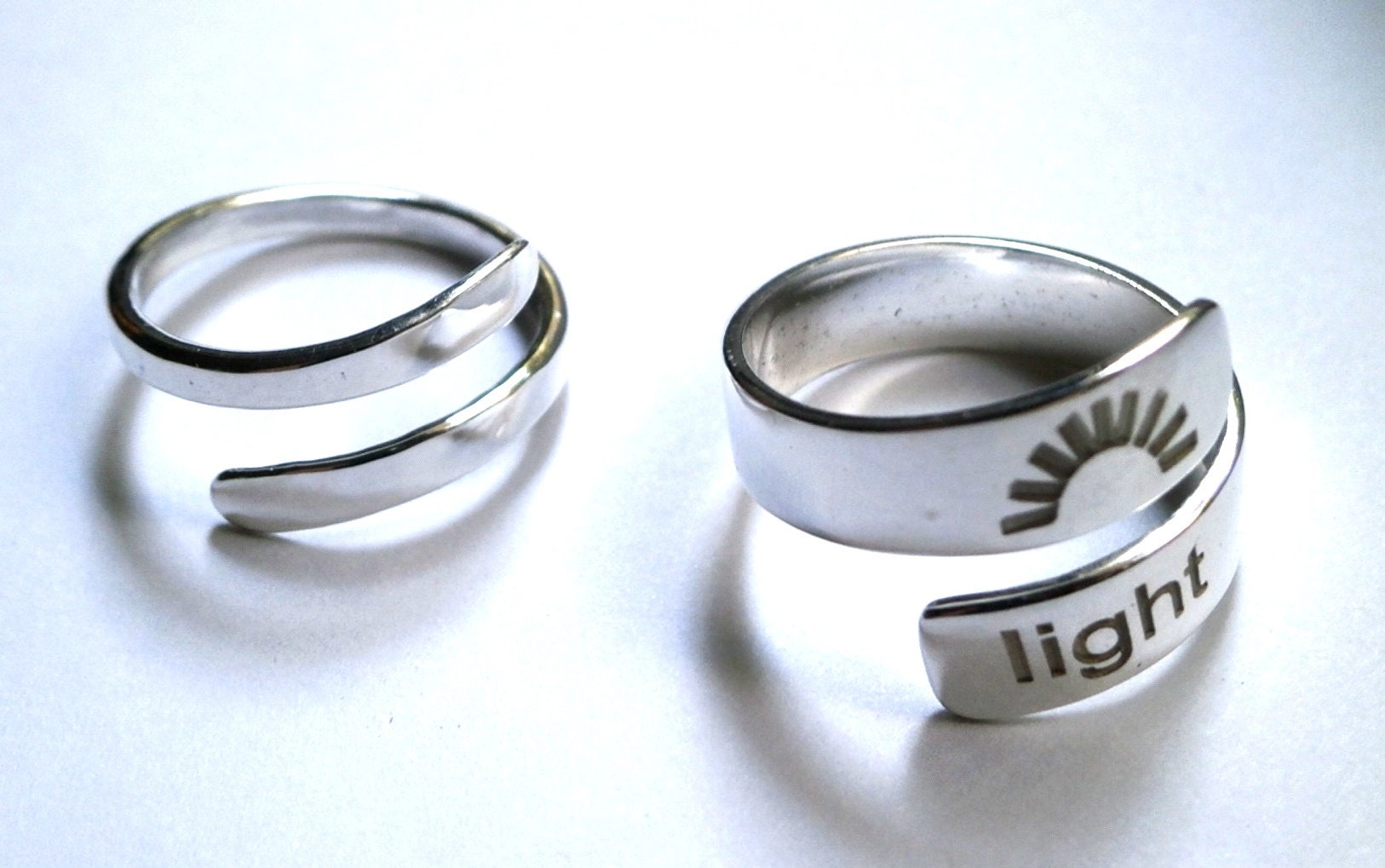 Custom Personalized Wrap Ring Adjustable Silver Wide Band | Etsy