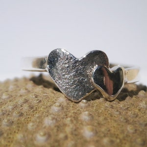 Silver Love Heart Ring, Love Symbol Sterling Silver Ring, Double ...