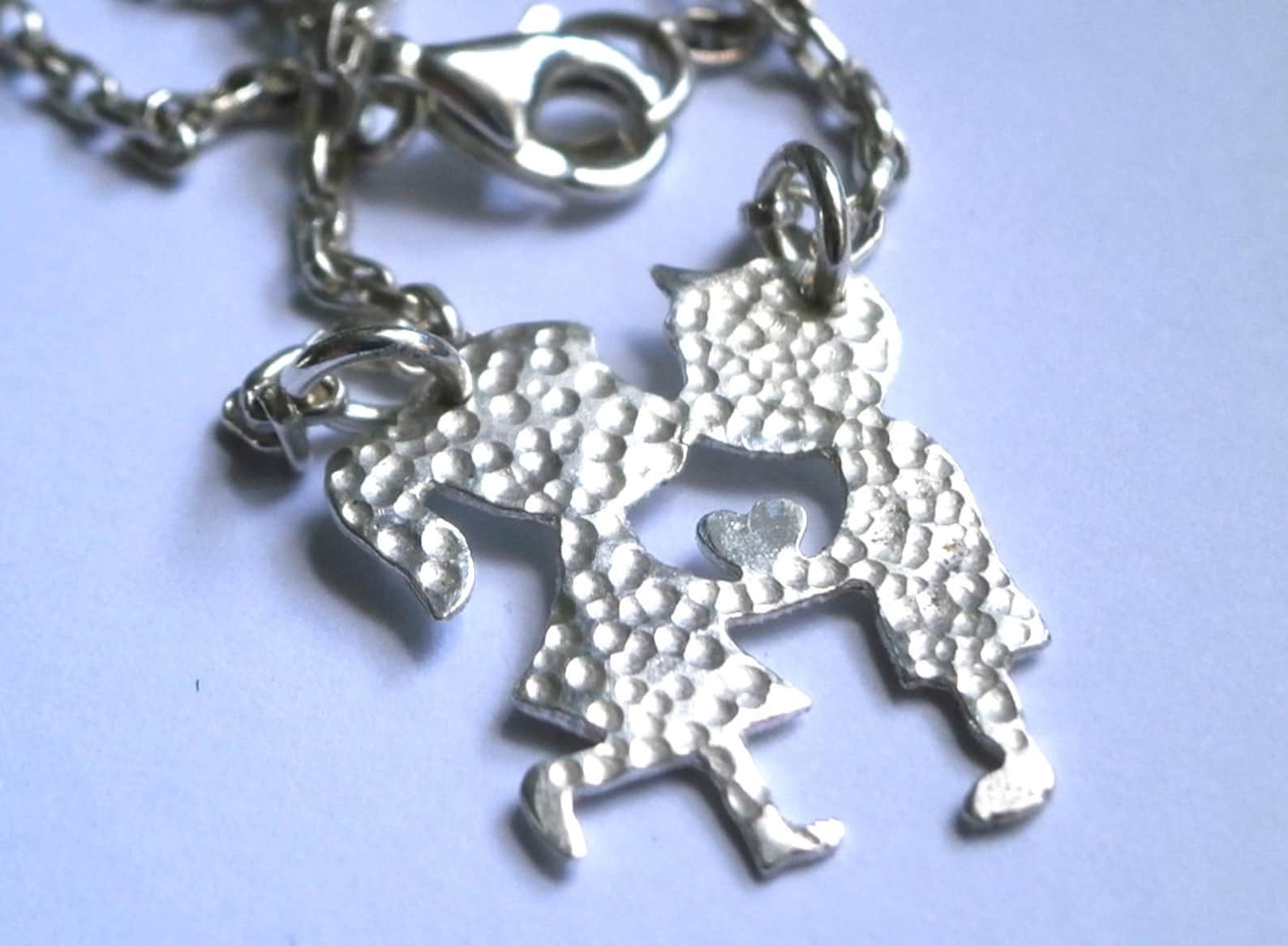 Sterling Silver Charm Couple Love Kissing Pendant Dainty - Etsy