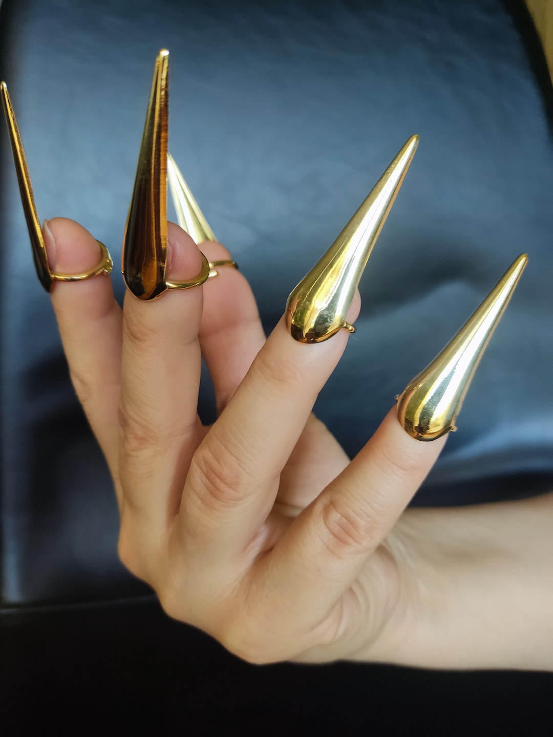 Brass Stiletto Nail Tip Ring: Gothic Vampire Claws, Adjustable - Etsy