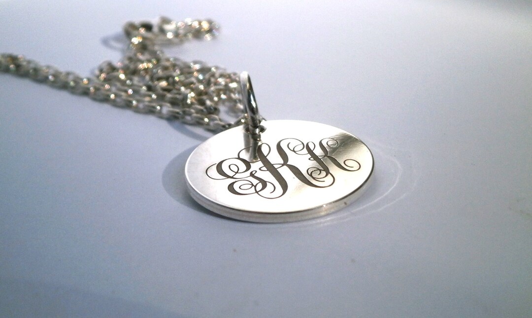 Customized Personalized Silver Pendant Disc Charm Laser Engrave, Women ...