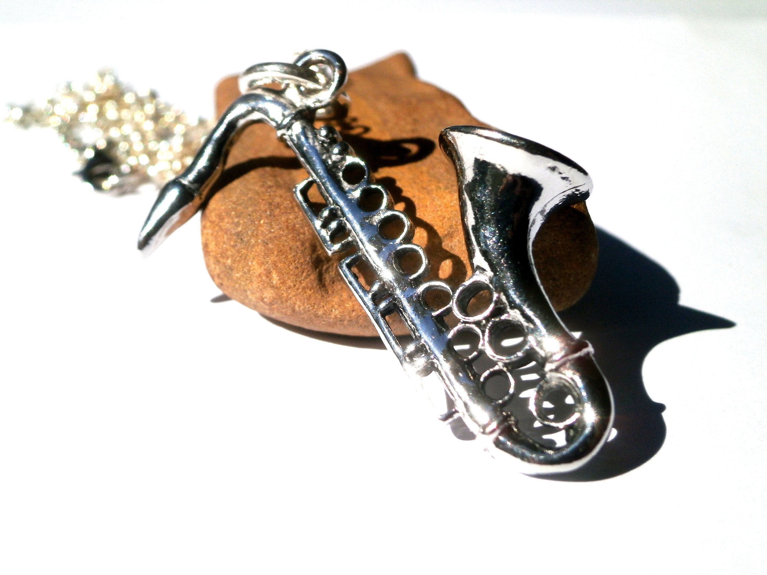 Silver Saxophone Pendant Musician Gift Necklace Women's - Etsy