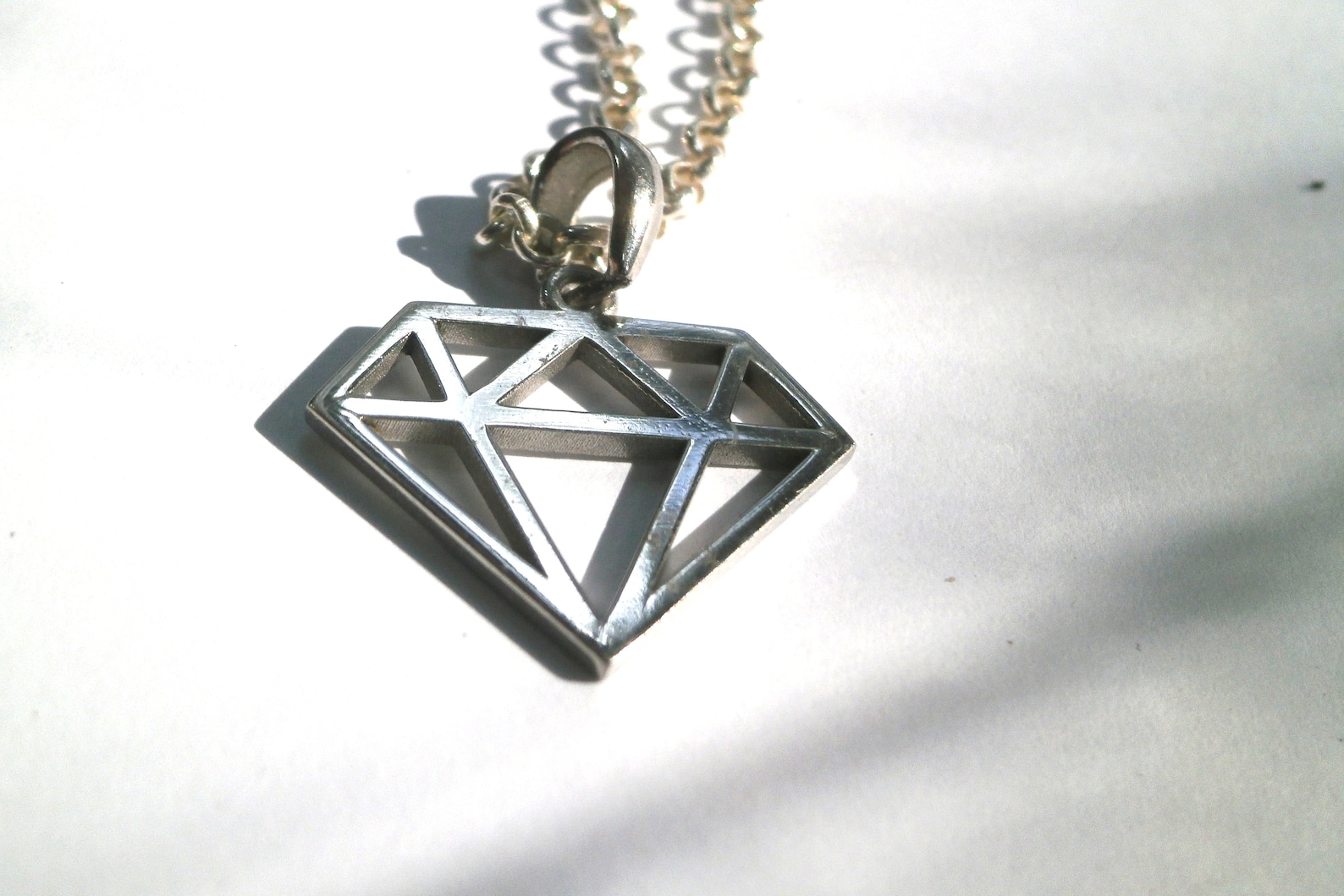 Sterling Silver Diamond Outline Necklace, Handmade Unisex Jewelry - Etsy