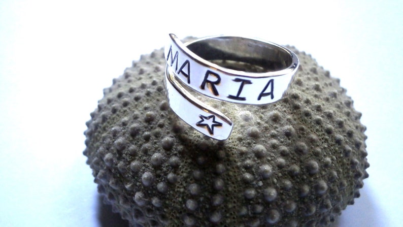 Custom Personalized Wrap Ring Adjustable Silver Wide Band - Etsy