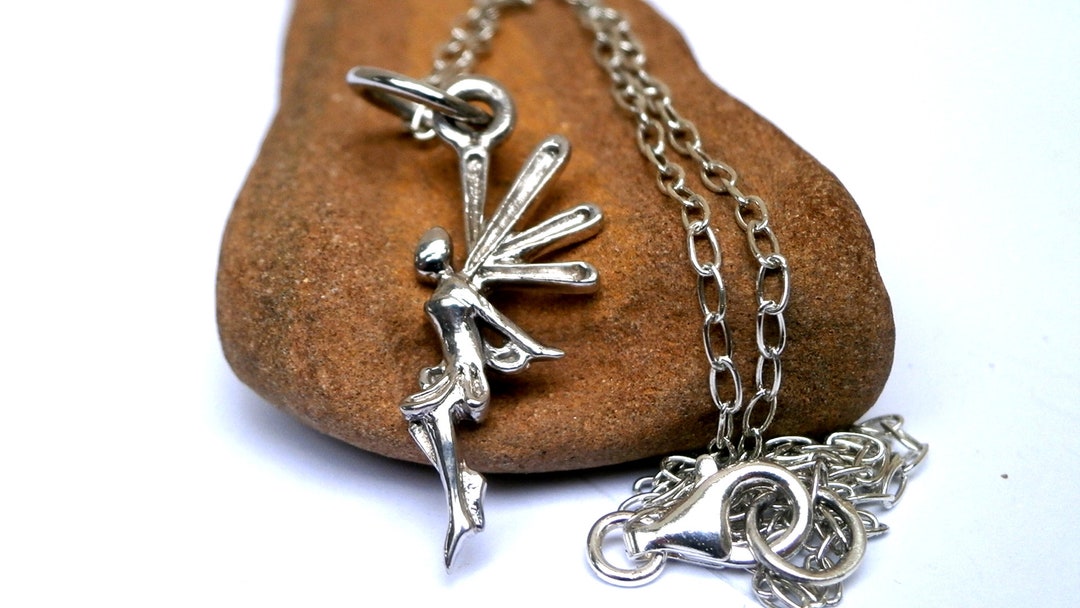 Tiny Fairy Necklace, Sterling Silver Fairy Charm on a Silver Chain ...