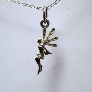 Tiny Fairy Necklace, Sterling Silver Fairy Charm on a Silver Chain ...