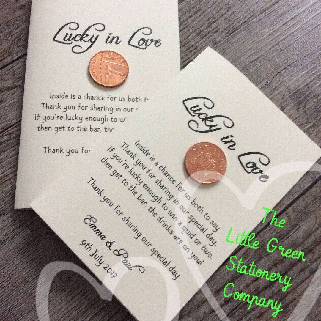 10 Pack Ivory Lucky Penny Wedding Favour Lottery Scratch Card Holders ...