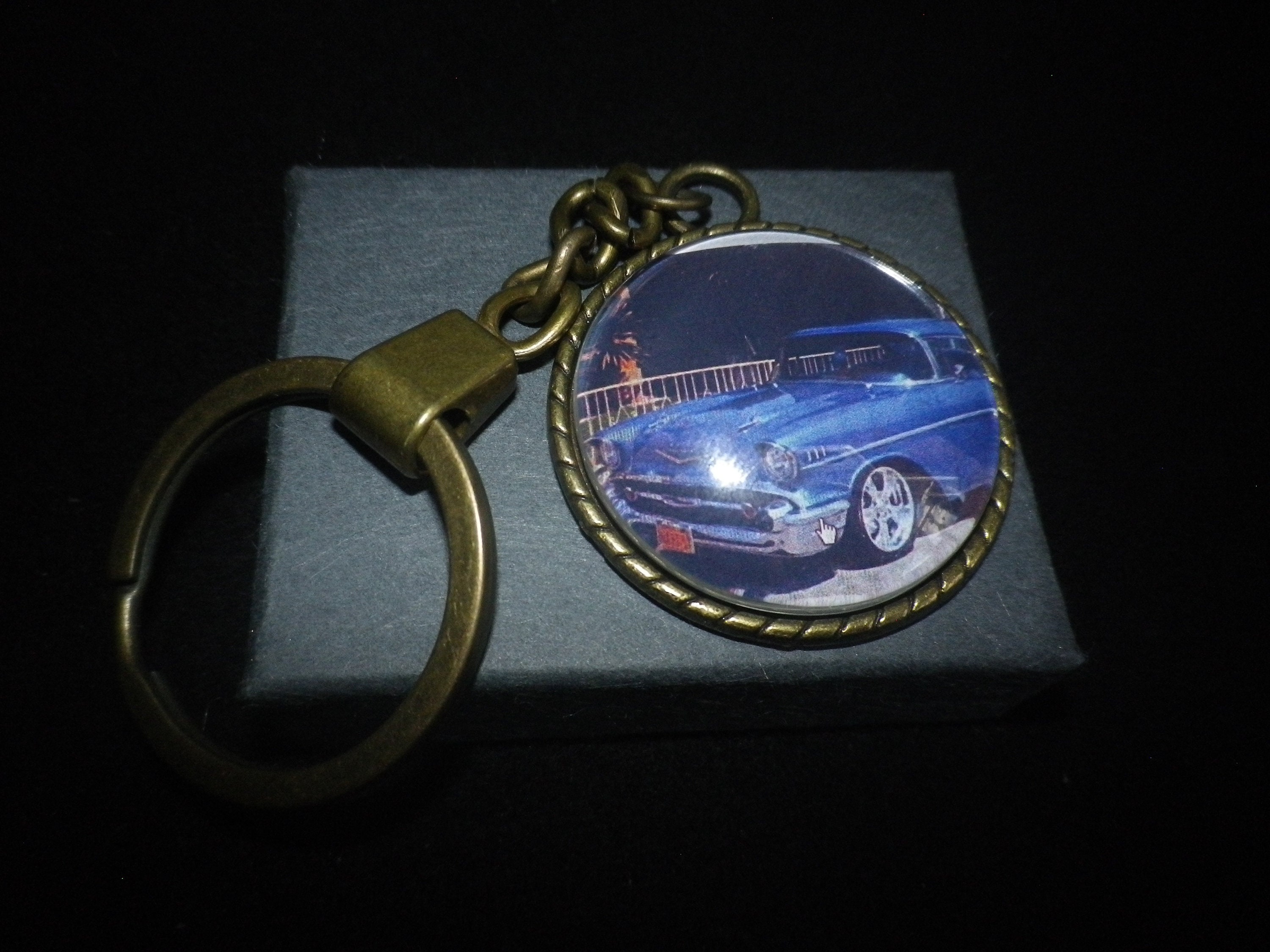 1947 Chevy Belair Keychain, 30mm ( 1.25") Diameter, Vintage Bronze ...
