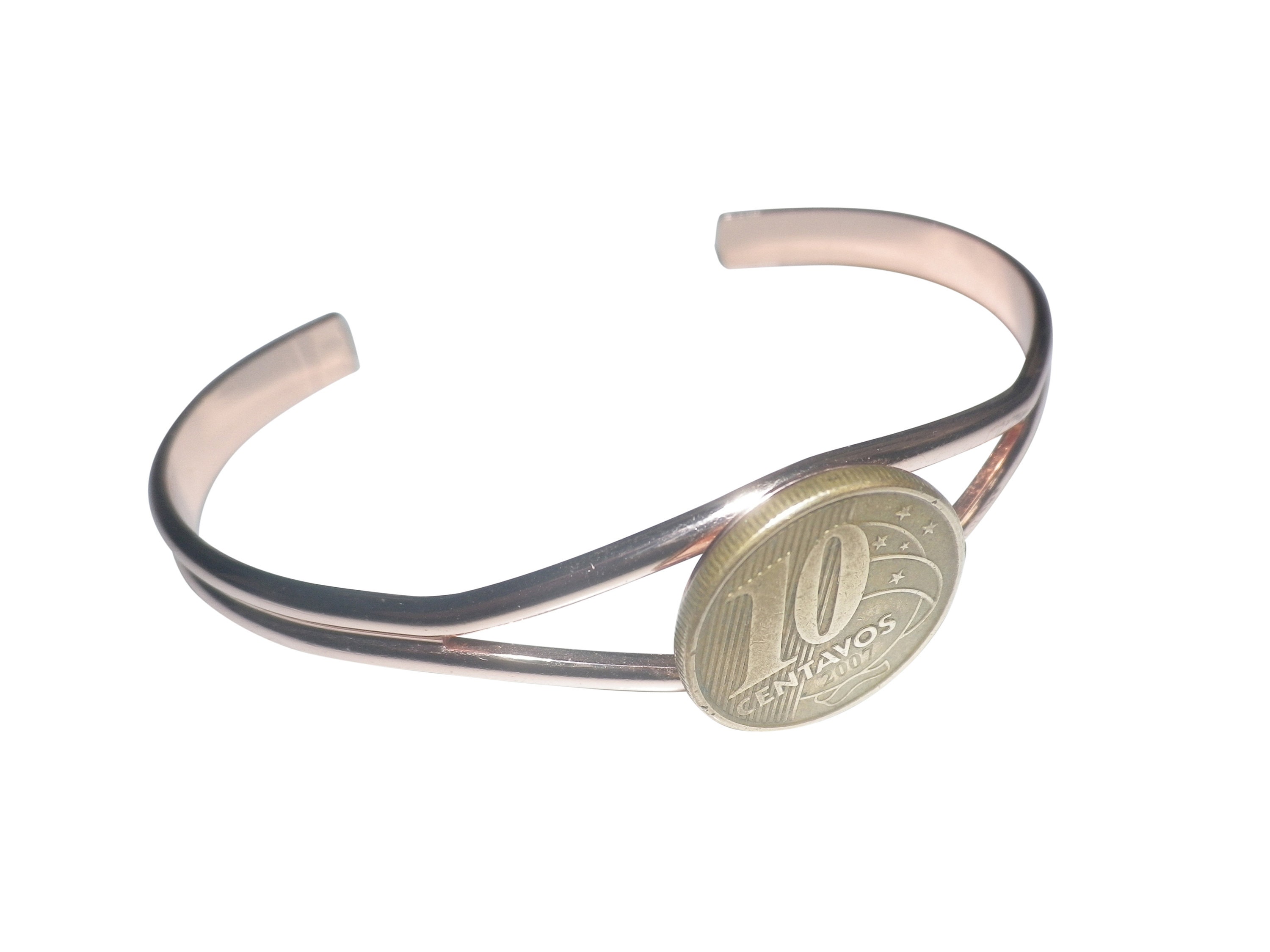 Brazilian 10 Cent Straight Edge Rose Gold Bangle, Very Clear '10'design ...