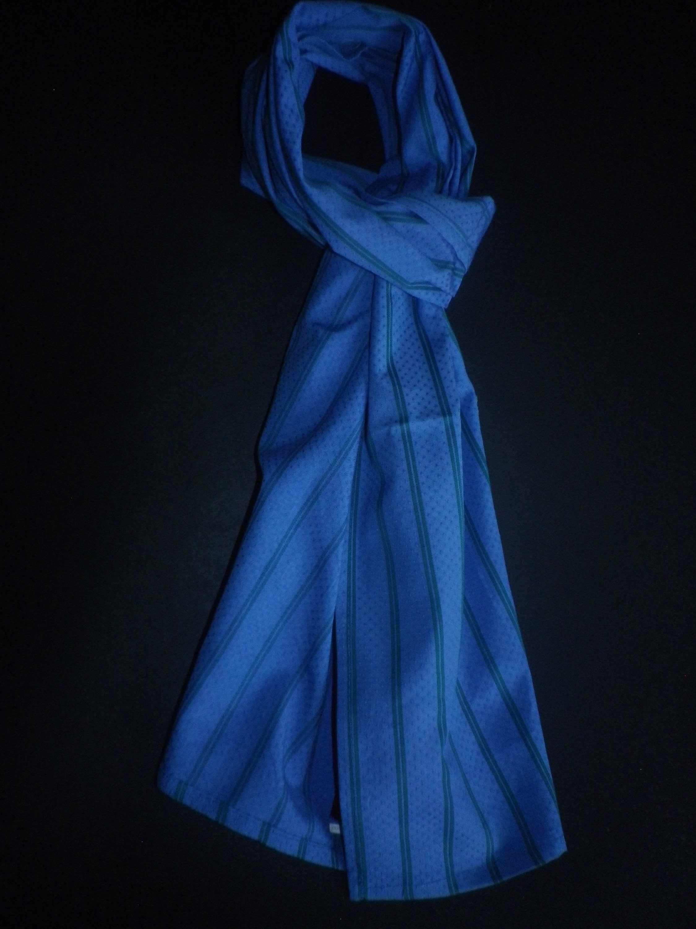 Rich Royal Blue Stripe Design , Lightweight Cotton Summer Scarf, Hand ...